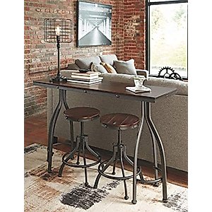Signature Design by Ashley Odium Urban Counter Height Dining Table Set with 2 Bar Stools, Gray