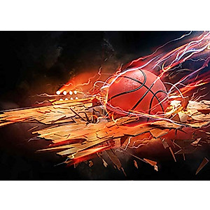 Basketball Flame Backdrop for Party Photography MEETSIOY Intense Basketball Breaks Through The Violent Basketball Aesthetics Background Basketball Fans Party Decorations Banner 7x5ft LSMT1243