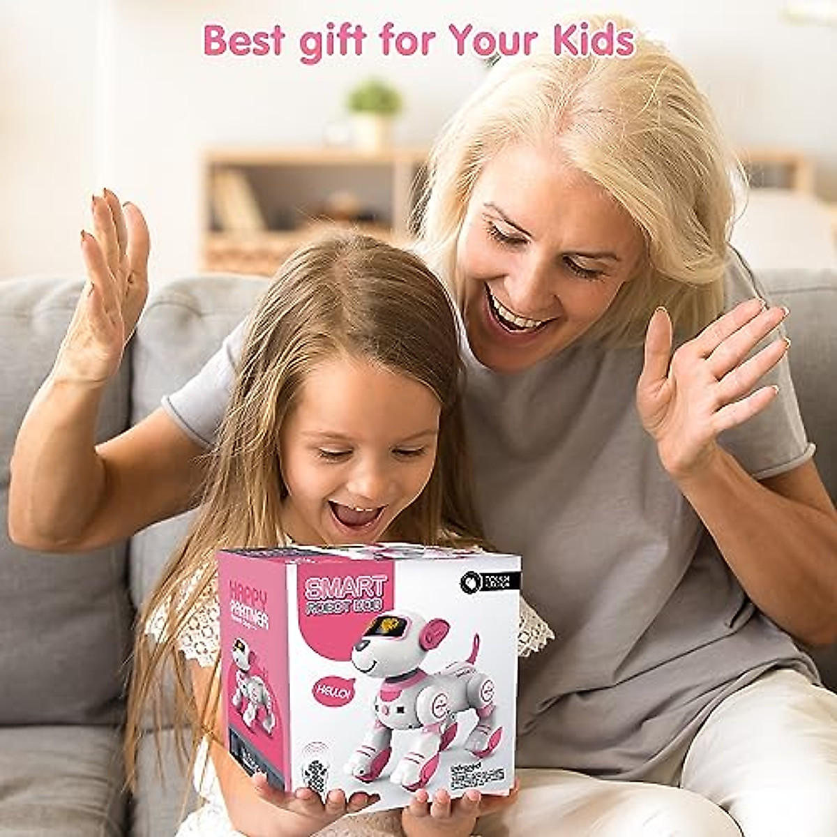 VATOS Remote Control Robot Dog Toy for Kids - Interactive Touch & Follow 17 Functions Robot Dog Pet, Programmable Smart Walking Puppy Intelligent Dancing RC Robot Toys for Girls 3-12 Birthday Gifts