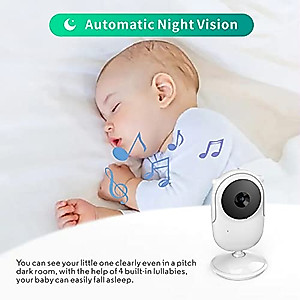 MOSTCLOUD Video Baby Monitor with NO WiFi,Baby Monitor with Camera and Audio, Auto Night Vision, 2 Way Audio Talk, Lullabye Music, Long Battery Life, 2X Zoom,960ft Long Range