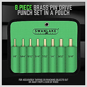 SWANLAKE 8-Piece Brass Punch Set, Removing Repair Tool1/8" - 5/16" Brass Pin Drive Punch Set