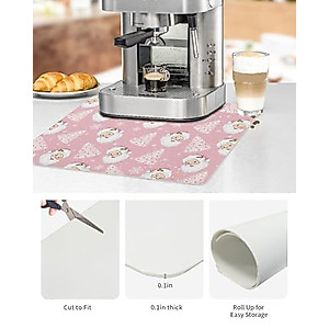 Coffee Mat for Counter, Pink Christmas Santa Truck Xmas Tree Snowflake Absorbent Hide Stain Coffee Bar Mat, Non-slip Coffee Bar Accessories Kitchen Drying Mat Fit Under Coffee Maker Espresso Machine