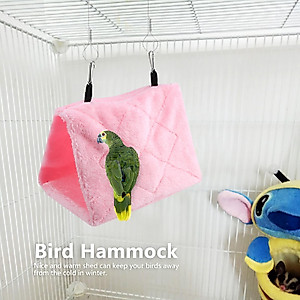 Haosie Warm Bird Nest House, Bird Bed for Cage, Plush Parrot Hanging Hammock Shed Hut Cage for Parakeet Cockatiel Lovebird Cockatoo(S-Pink)
