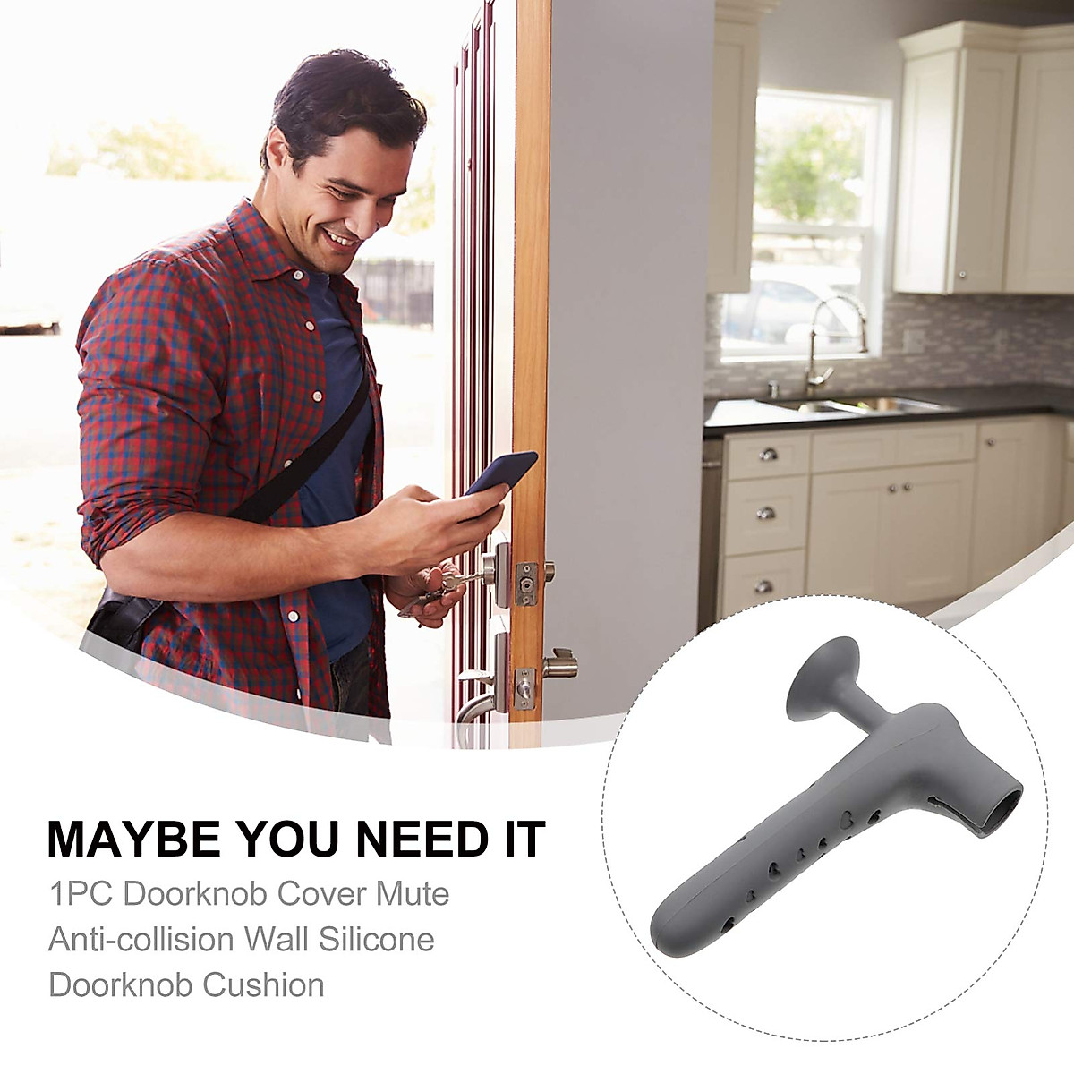 Silicone Door Handle Cover Sleeve Safety Door Knob Protector Cover Guarder Crashproof Suction Cup Door knob Cushion Grey