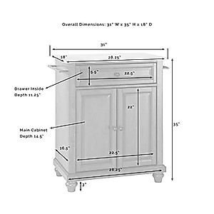 HomeStock French Fabulous Stone Top Portable Kitchen Island/Cart Black/White