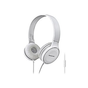 Panasonic On Ear Stereo Headphones RP-HF100M-W with Integrated Mic and Controller, Travel-Fold Design, Matte Finish, White