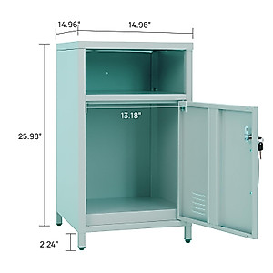 ALBAD Compact Metal Nightstand with Lockable Cabinet and Open Shelf, Modern Bedside Table, Versatile Side Table for Bedroom, Living Room, or Office