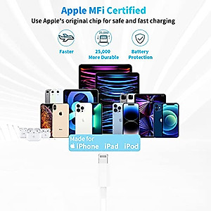 iPhone Charger Fast Charging 3Pack Apple MFi Certified USB C Charger Lightning Cable USB-C Wall Charger 20W with 6ft USB C to Lightning Cable for iPhone 14 13 12 11 Pro XR XS Max X 8 Plus iPad AirPods
