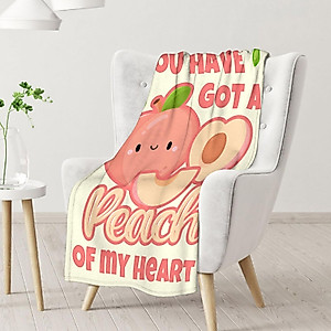 Peach Blanket for Girls - 40x50 Inches Flannel Blankets - Soft Fuzzy Plush Throws Gift - Pink Funny Throw Blanket for Couch, Sofa