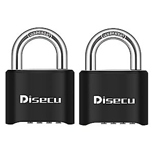 Disecu 2 Pack 4 Digit Heavy Duty Combination Lock Outdoor Waterproof Padlock for School Gym Locker, Sports Locker, Fence, Toolbox, Gate, Case, Hasp Storage (Black)
