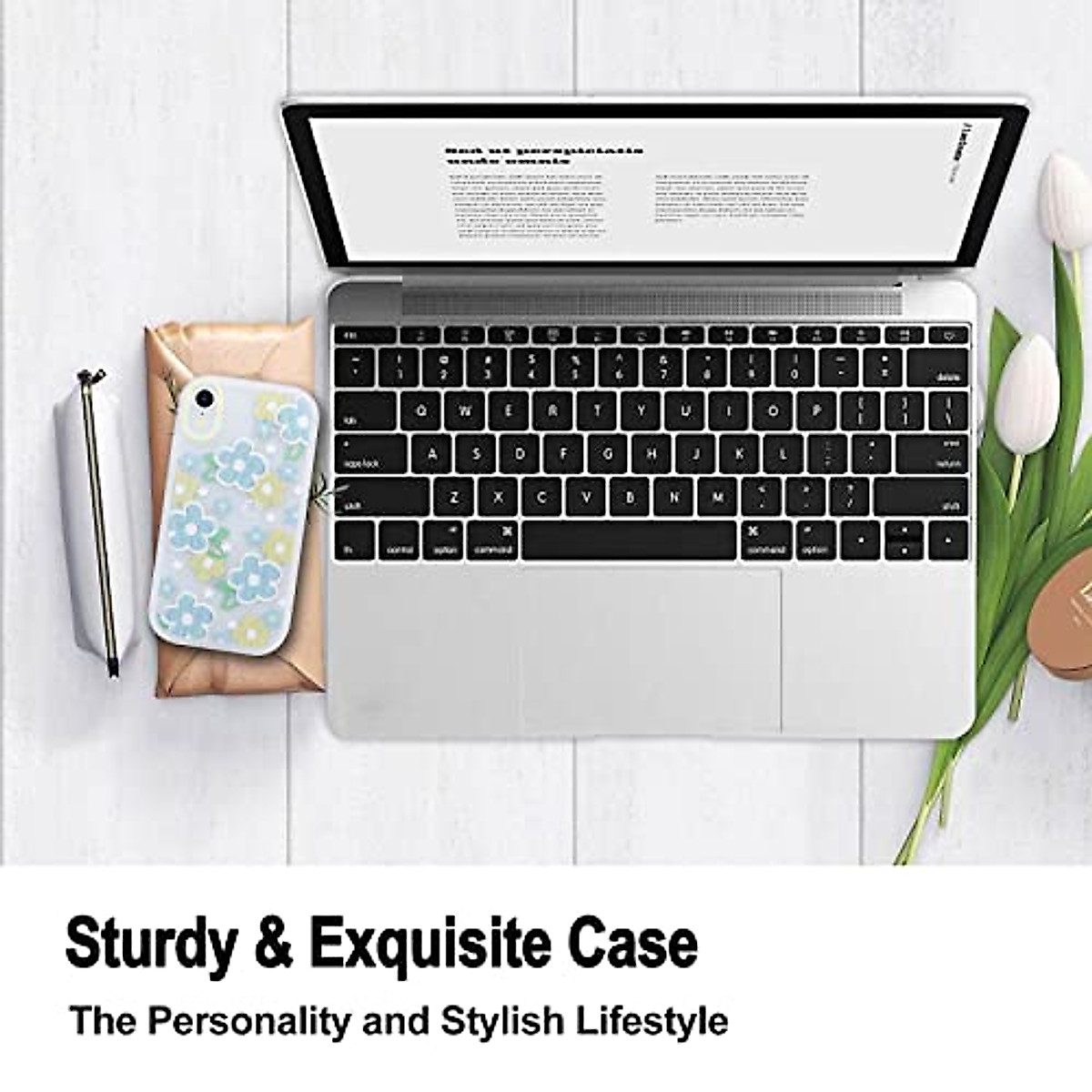 PNATEE Case for iPhone XR, Light Yellow Flower Floral Design for Women Girl Full Body Slim Soft Protective Case TPU Cover for iPhone XR (6.1 inch)