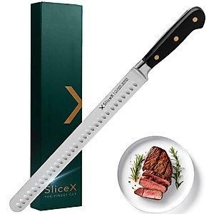 Bright Hobby Meat Carving Knife - Razor Sharp 12 in Large Slicer for Meat, Slicing Cutting, Brisket, Beef, BBQ, Ham etc. The Best Brisket Knife, White, (SK-001)