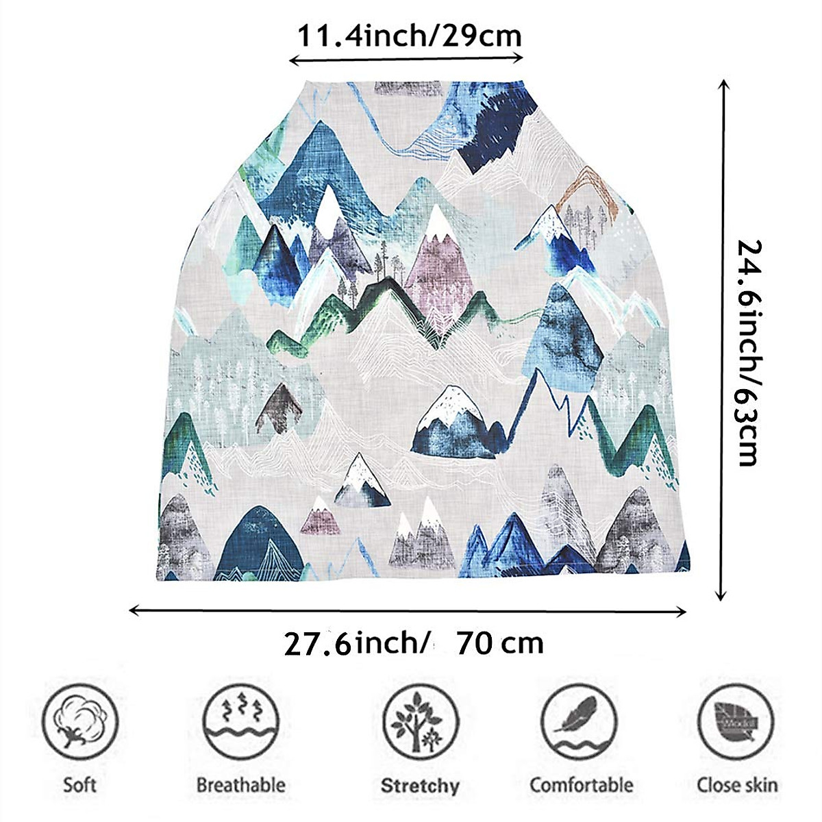 Nursing Cover for Baby Breastfeeding Stretchy Car Seat Canopy for Baby Girls/Boys, Multi-Purpose Soft Breathable Nursing Cover for Shopping Cart, High Chair, Stroller, Baby Shower Gifts(Blue)
