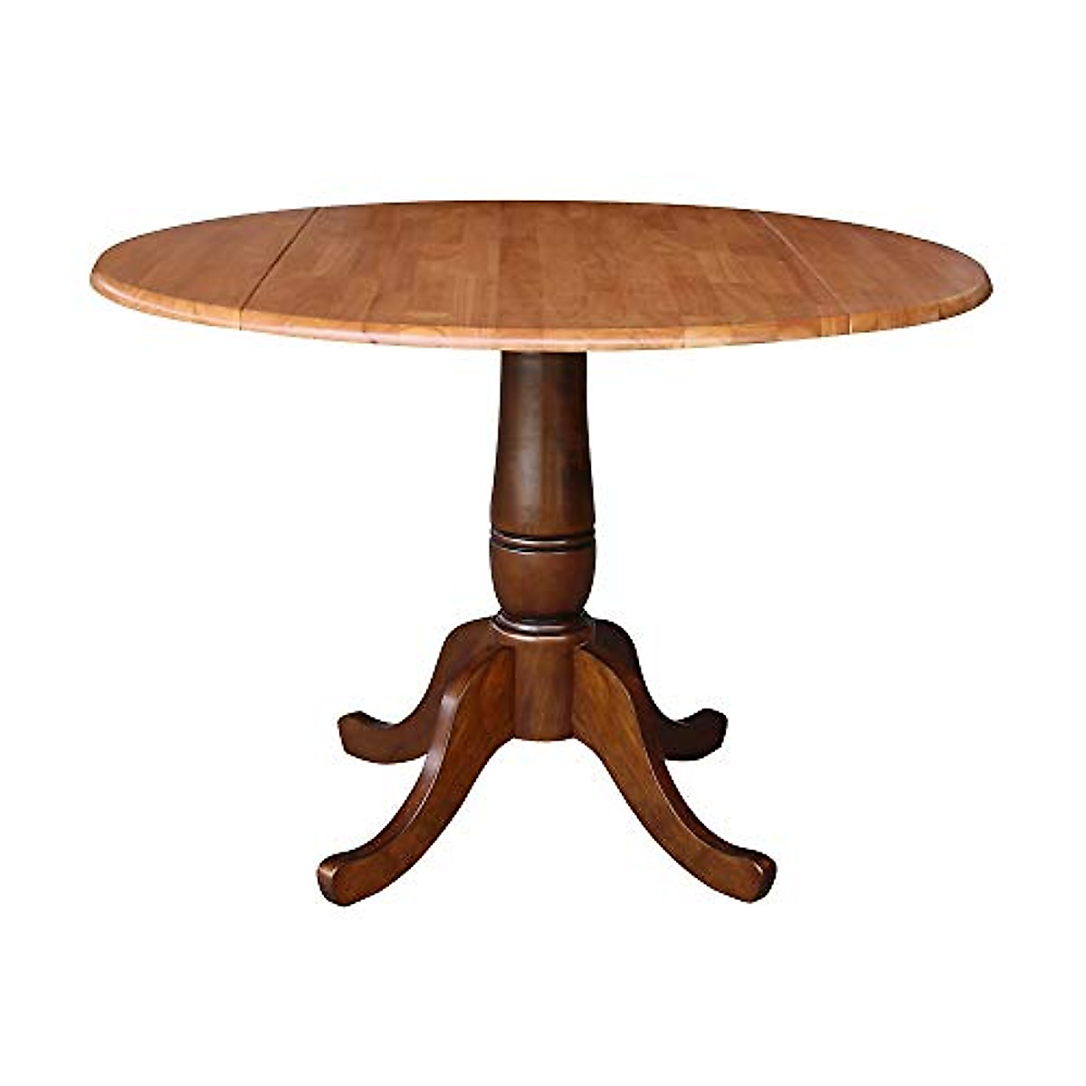 IC International Concepts 42" Round Dual Drop Leaf Pedestal Table-29.5" h Dining Table, Cinnamon/Espresso