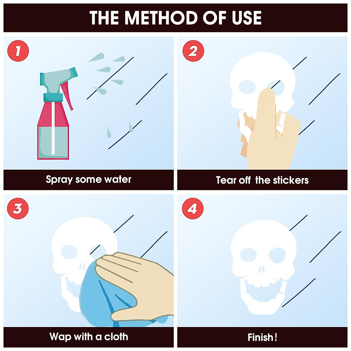 Horaldaily 100 PCS Halloween Window Cling Sticker, Skulls for Home Party Supplies Shop Window Glass Display Decoration