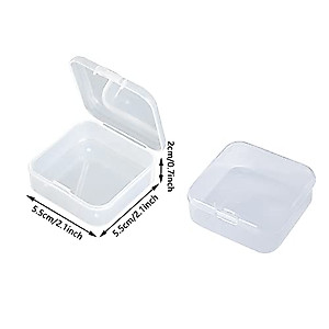 24 Pieces Small Clear Plastic Beads Storage Containers, Storage Box with Hinged Lid for Storing Crafts Jewelry Business Cards Hardware Beads and More