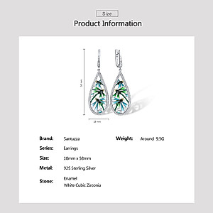 Santuzza Enamel Dragonfly Earrings 925 Sterling Silver Cubic Zirconia Teardrop Dangle Earrings for Women