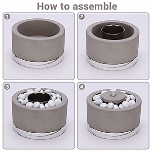 MJ Home Tabletop Fire Pit Bowl, Indoor Pit, Small Smores Place, Portable Fireplace, Personal Round Firebowl with Flame, Firepits for Use on Patio, Balcony, Camping., Gray White