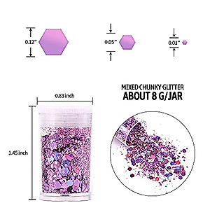 Chunky and Fine Glitter Mix, Estanoite 36 Colors Chunky Sequins & Fine Glitter Powder Mix, Iridescent Glitter Flakes, Cosmetic Makeup Glitter for Face Body Eye Nail Art, Loose Glitter for Resin Epoxy