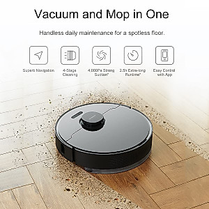 Dreametech L10 pro Robot Vacuum Cleaner,Lidar Navigation,4000Pa Suction Robotic Vacuum Cleaner with Mapping,Ideal for Pet Hair,Carpets (Black)