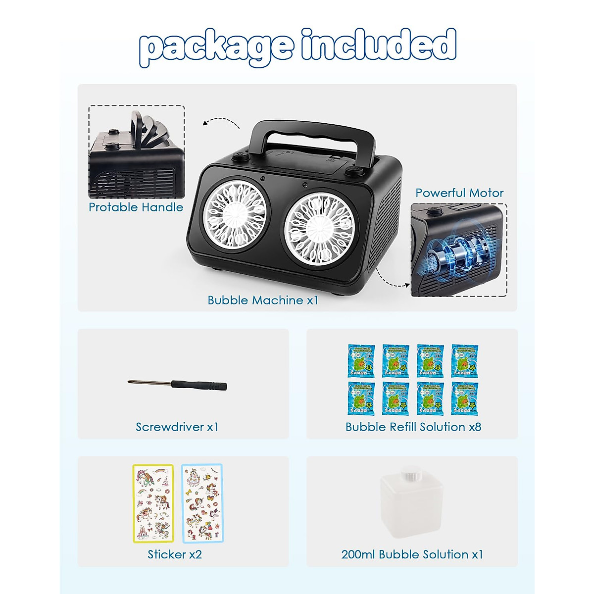 Upgraded Bubble Machine with 2 Speed Levels,Blow 20000+ Bubbles/Minute,Portable Automatic Bubble Machine for Kids Toddlers,Durable Bubble Maker Outdoor Toys Gifts for Birthday,Wedding,Party,Christmas