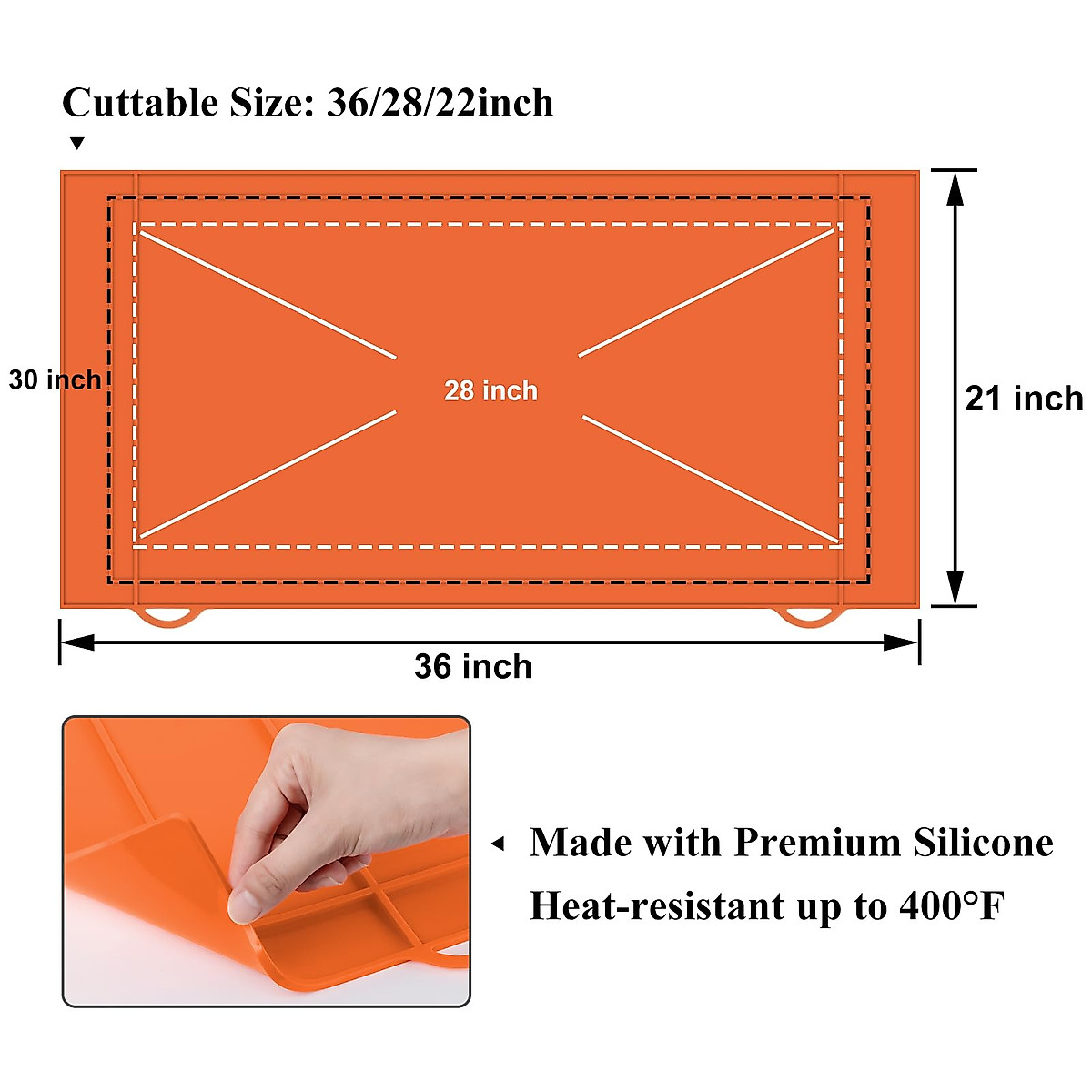 HONSREO 36" Griddle Silicone Mat for Blackstone 36/30/28 Inch, Food Grade Grill Protective Mat Overall Product Dimensions Grill Protector Cover Cuttable and Customizable