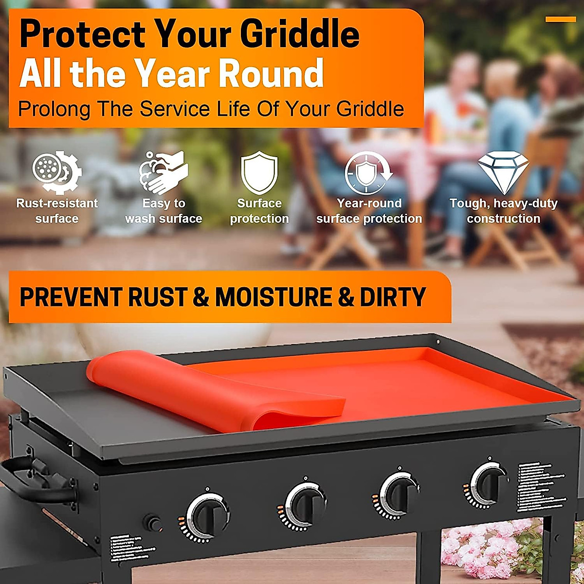 i-FSK Heavy Duty Silicone Griddle Mat (1.98 lbs) for Blackstone 36", All-Season Cover, Effortless Cleaning Accessory