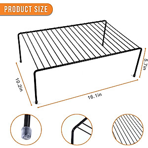 AKAZA (16.1 x 10.2 Inch) Cabinet Storage Shelf Rack, Kitchen Shelves，Kitchen Counter and Cabinet Shelf, Storage Rack Organizer for Kitchen, Fridge, Cabinet, Bathroom Cupboard (Black, 3)