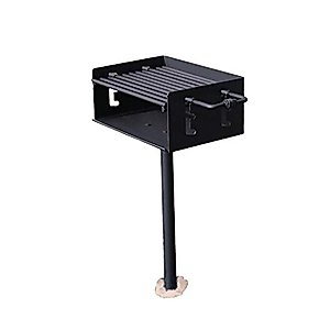 EasyChef Heavy Duty Outdoor Park Style Charcoal & Wood Grill with In Ground Post (No Base)