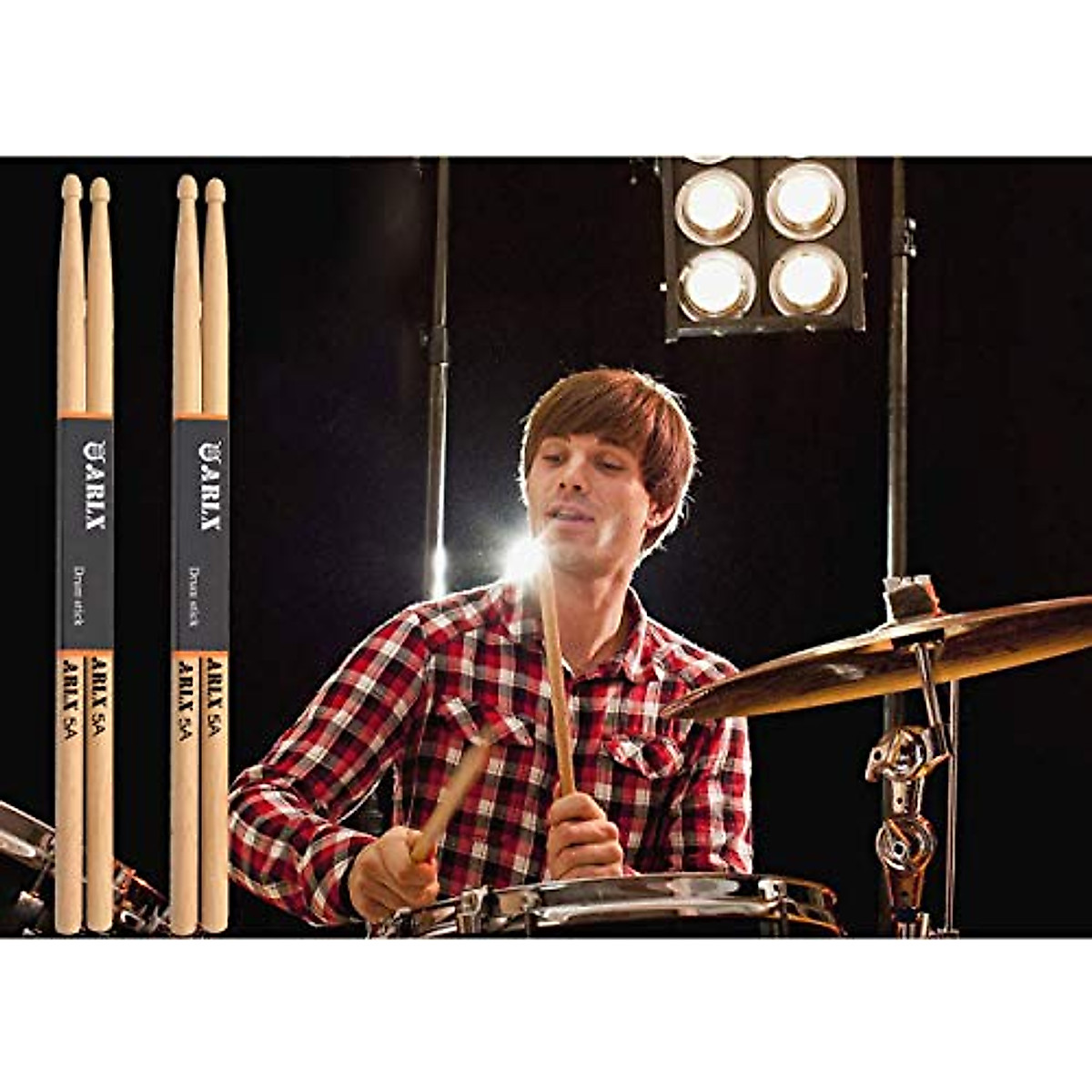 Drum Sticks 5A Wood Tip Drumstick (2 Pair Maple)