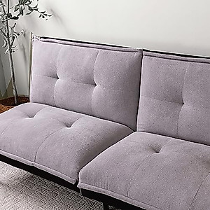 CH CHARME HOUSE Convertible Bed, Multi-Functional Design futon Couch with Adjustable Backrest, Modern Sleeper Sofa for Office, Living Room and Bedroom, Grey