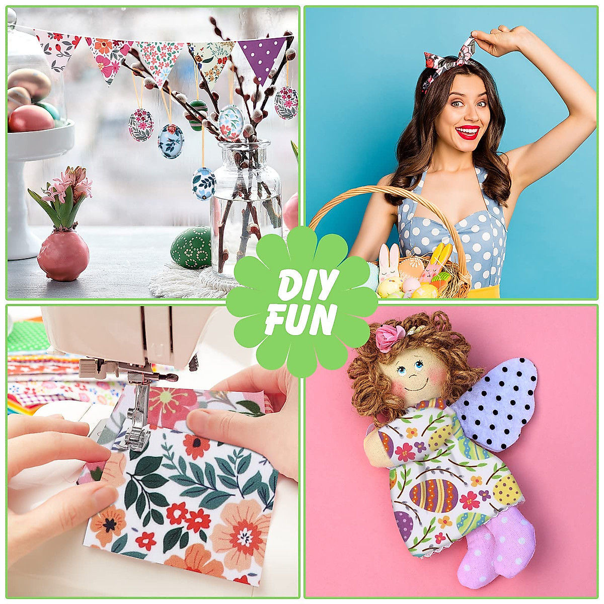 70 Pcs Spring Jelly Fabric Patchwork Roll, 2.55 Inch Easter Fabric Quilting Strips Roll up Jelly Fabric Patchwork Fabric Bundles for Holiday Quilters and Sewing DIY Crafts