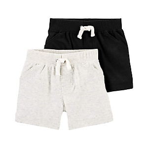 Carter's Baby Boys' 2-Pack Shorts (18 Months, Black/Heather)