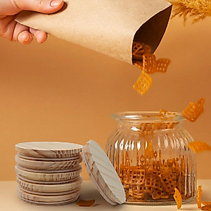 Semetall 6pcs Round Pine Wood Jar Lids with Silicone Sealing Rings 4.3 Inches Diameter Wooden Lids for Coffee Drink Mug Cup Beer Can Glasses