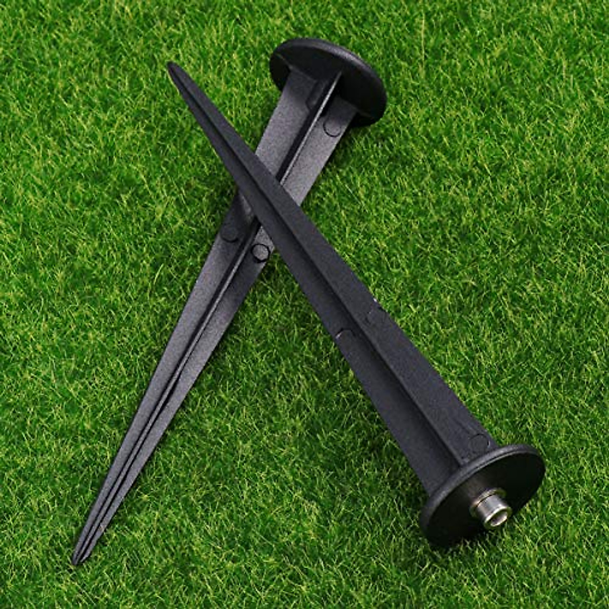 Uonlytech 4pcs Light Stake Universal Outdoor Spikes Lighting Outlet Light Lawn Stakes with M5 Screw Black for Yard Lawn Pathway Garden Patio Walkway Outdoor (Black)