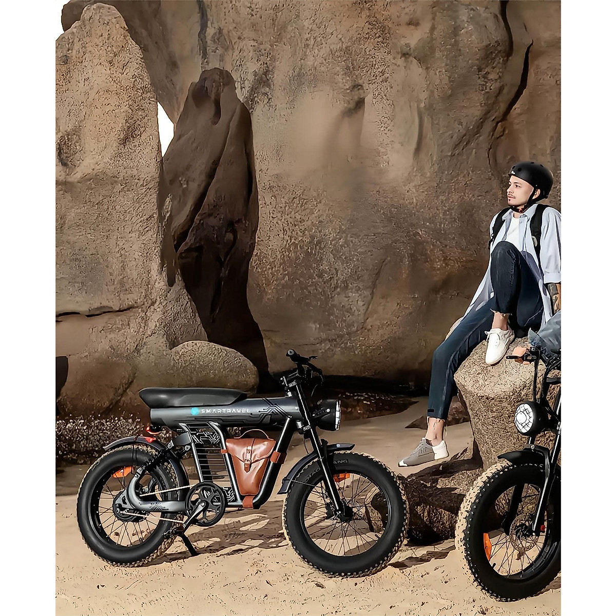 SMARTRAVEL Electric Bike with 1200W Brushless Motor,32MPH,23.2Ah Removable Battery,20" Fat Tire, Electric Dirt Bicycle for Adults Muti-use,with Front/Rear Turn Signals,Travel Bag,ST201F