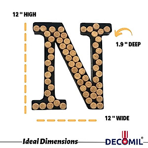 Decomil Wine Cork Holder (A-Z) (Letter N) | Decorative Wine Letters Cork Holder (N) | Wall Art Cork Holder Decor (N)