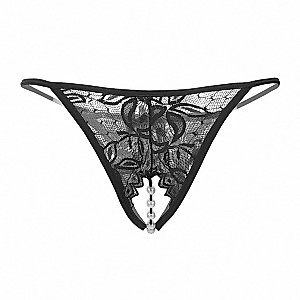 AkovichFarh Women Pearl Lace Bowknot Beads Lace Panties Erotic Thong Lingerie Underwear