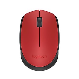 Logitech M170 Wireless Mouse for PC, Mac, Laptop, 2.4 GHz with USB Mini Receiver, Optical Tracking, 12-Months Battery Life, Ambidextrous - Red
