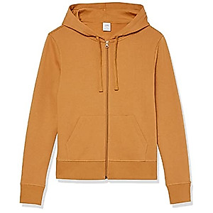 Amazon Essentials Women's French Terry Fleece Full-Zip Hoodie (Available in Plus Size), Dark Camel, Medium