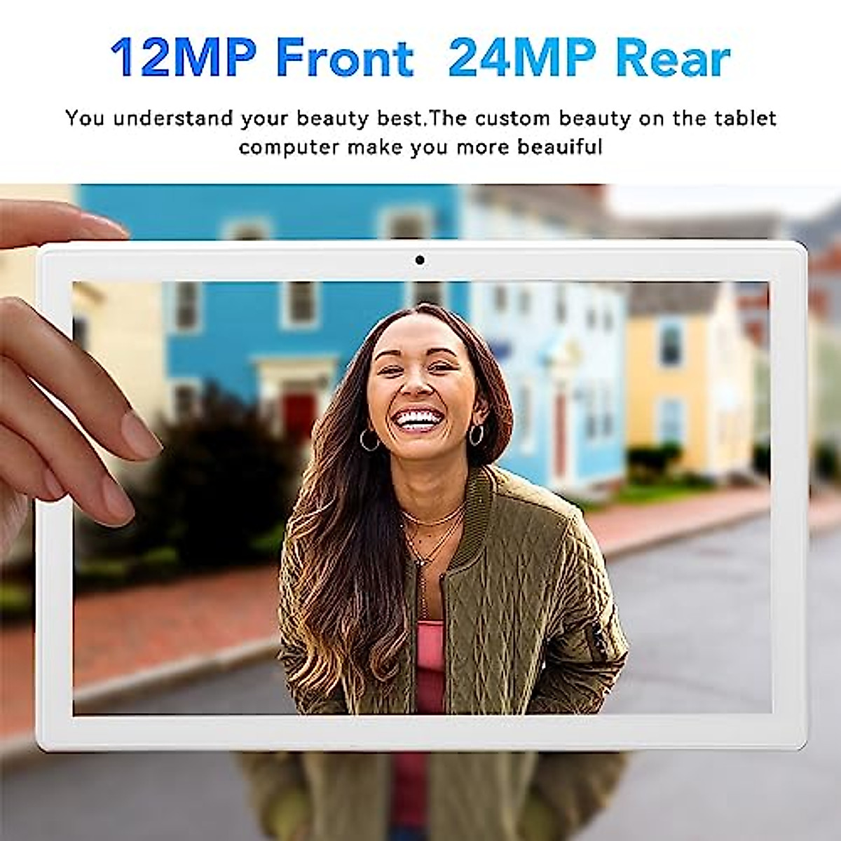 10.1 Inch Tablet Android 11 Tablet, 4G LTE Tablet with BT Keyboard for Business Office Students, Octa Core Tablet PC with BT Keybaord, 12GB RAM 256GB ROM, Gifts (White)