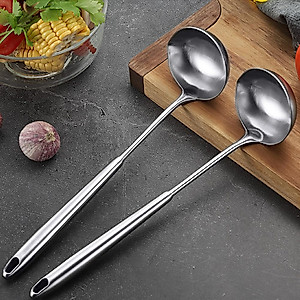 Txhlyx Small Soup Ladle Gravy Ladle 11.6 inches SUS 304 Stainless Steel Matte Ladle with Pour Spout (1 Pack)