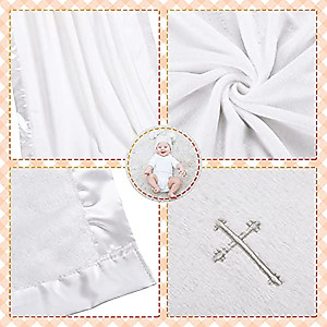 Panelee 2 Pcs Baptism Gifts Baptism Baby Christening Blanket with Embroidered Cross Baby Blessings Lamb Security Blanket Baby for First Communion, Christening, Baby Baptism Gifts Baby Showers