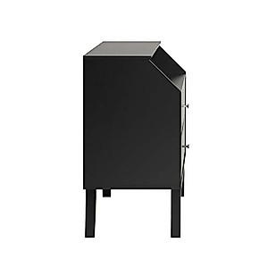 Prepac Milo Mid Century Modern Night Stand with Angled Top, 2-Drawer, Black