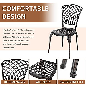 Withniture Patio Bistro Set 3 Piece Outdoor Cast Aluminum Bistro Set,Aluminum Table and Chairs Set with Umbrella Hole,All Weather Outdoor Bistro Set for Front Proch Set Garden Bistro Sets (Bronze)