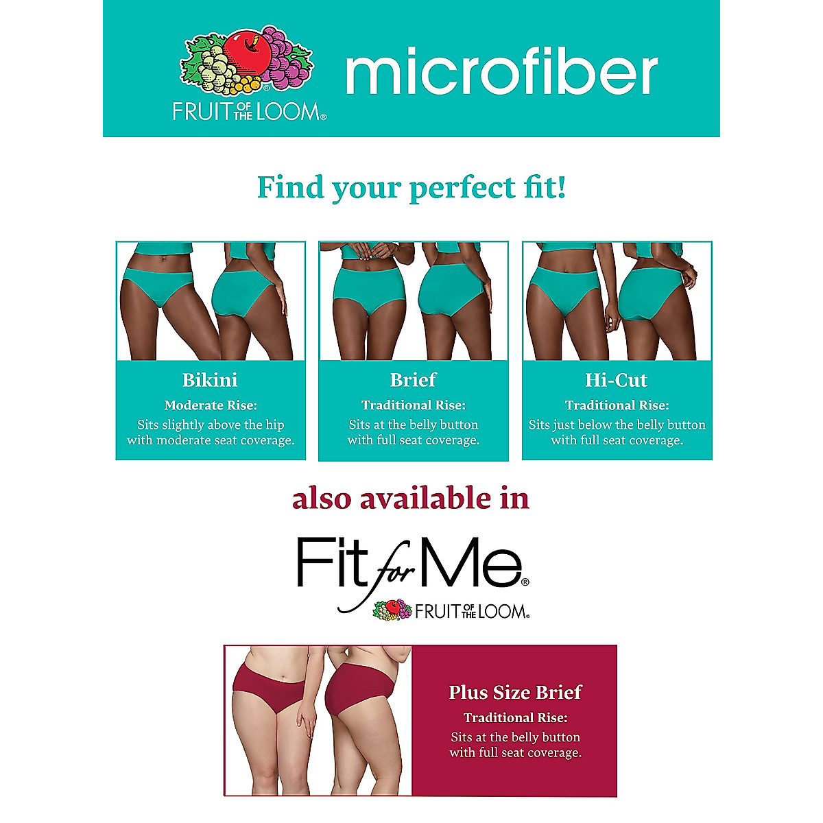 Fruit of the Loom Women's 6pk Microfiber Hi-Cut, Assorted, 7