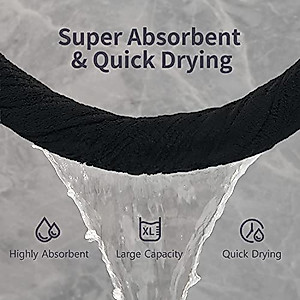 Junsey Black Bath Towels Set of 6, Bathroom Towels 27x55in Quick Dry Towel Set 600 GSM Microfiber Towels Super Soft Absorbent Shower Towels for Bathroom Hotel Spa Gym Camping Beach