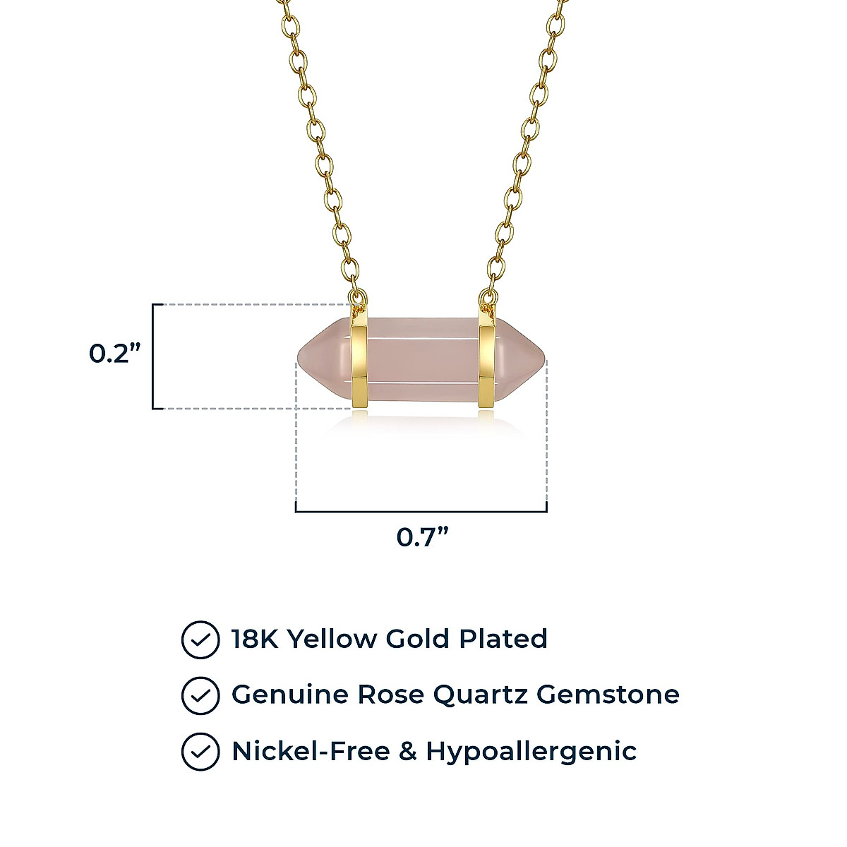 MORGAN & PAIGE Rose Quartz Crystal Chakra Point Necklace in 18K Gold Plated Sterling Silver for Women