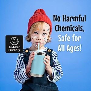 K KICHUZL 2 Pack 12 OZ, Toddler Cups, BPA FreeStainless Steel Smoothie Cup For Kids, Insulated Tumbler with Leak Proof Lid And Silicone Straw,Dishwasher Safe,Easy Cleaning