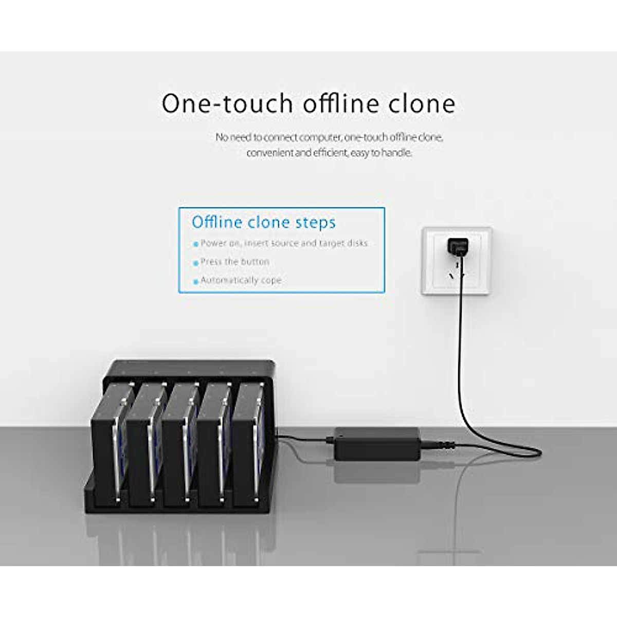 ORICO 5 Bay Docking with Clone USB 3.0 to SATA External Hard Drive 5 Bay Docking Station with Duplicator Offline Clone Function for 2.5 or 3.5in HDD/SSD Max Support 5X 16TB [6558US3-C]
